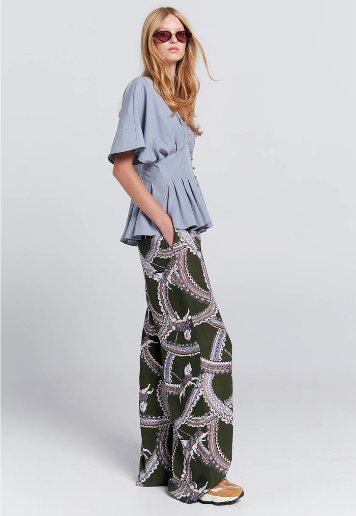 Karen Walker Frontier Trousers - Olive Multi