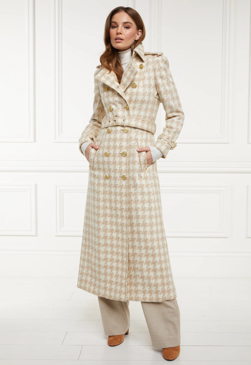 Holland Cooper Marlborough Trench Coat Full Length - Camel Houndstooth